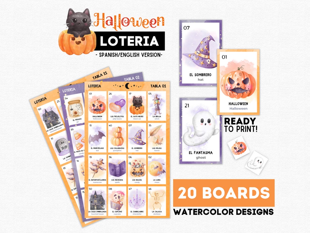 Halloween Loteria, Halloween Bingo, Loteria De Halloween, 20 Boards, 54 ...