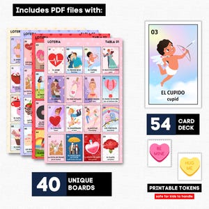 Valentine's Day Loteria, Saint Valentine Bingo, 40 Boards, Love Bingo ...