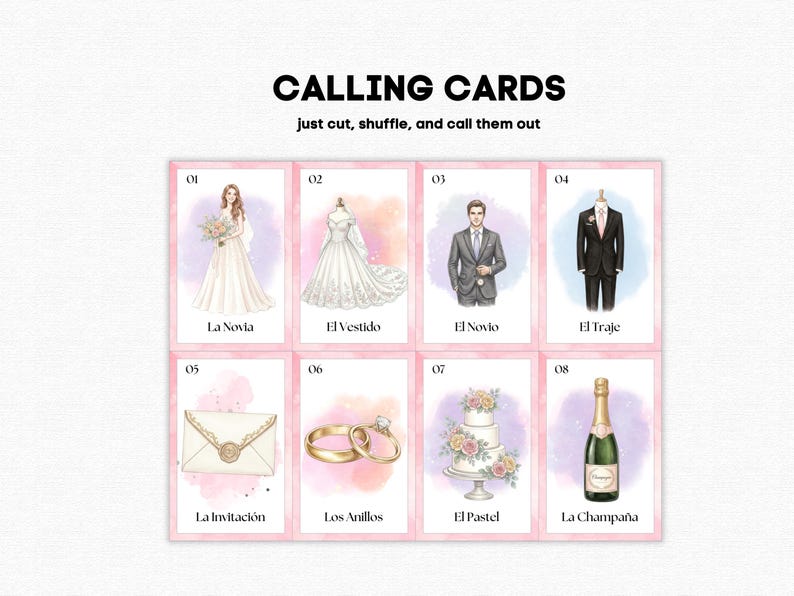 Spanish Bridal Shower Loteria Game • 100 Printable Cards • Bachelorette ...