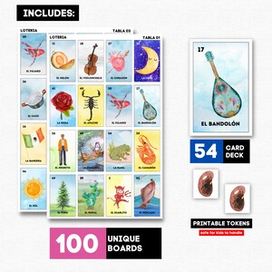 Lotería Mexicana de Acuarela, Juego de Bingo de Fiesta Temática ...