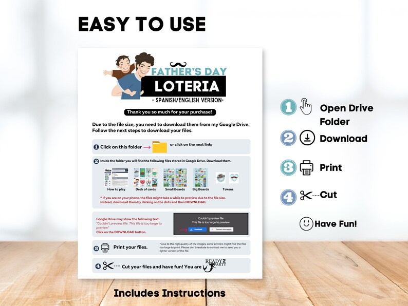 Father's Day Loteria, Loteria Del Día Del Padre, Gift for Dad, Father's ...
