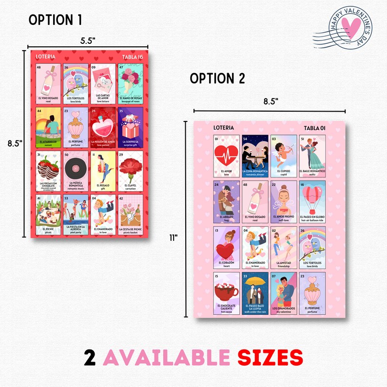 Valentine's Loteria Party Game Love Theme Mexican Loteria Amor Y ...