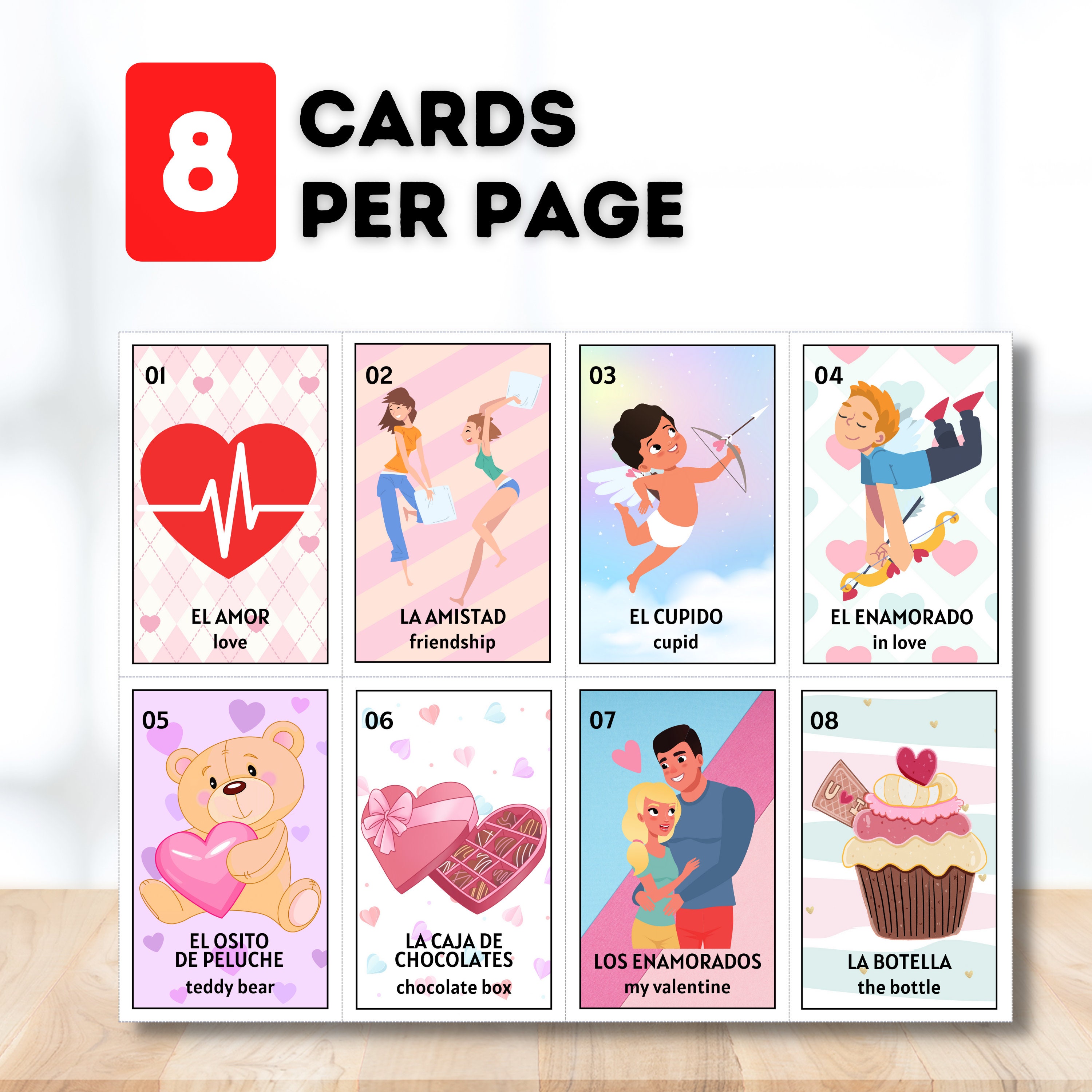 Valentine's Loteria Party Game Love Theme Mexican Loteria Amor Y ...