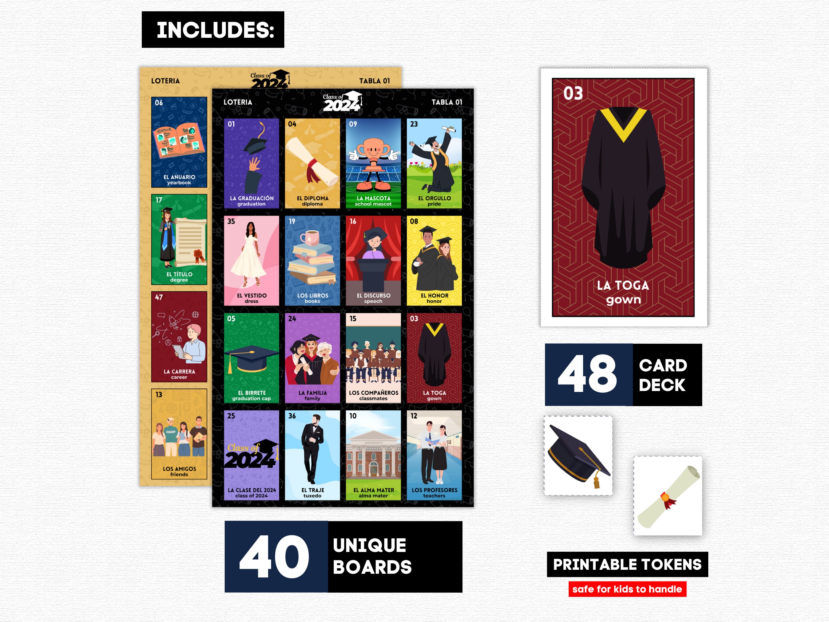 Graduation Loteria, Loteria De Graduación, 40 Boards, for High School ...