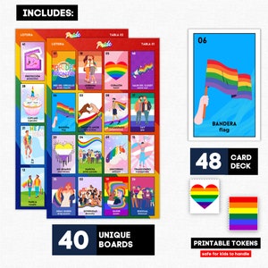 Pride Month Loteria, 40 Boards, LGBTQ+ Rainbow Bingo Game (digital ...