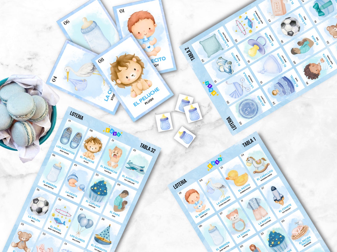 Boy Baby Shower Loteria, Loteria Baby Shower Niño, 40 Unique Boards ...