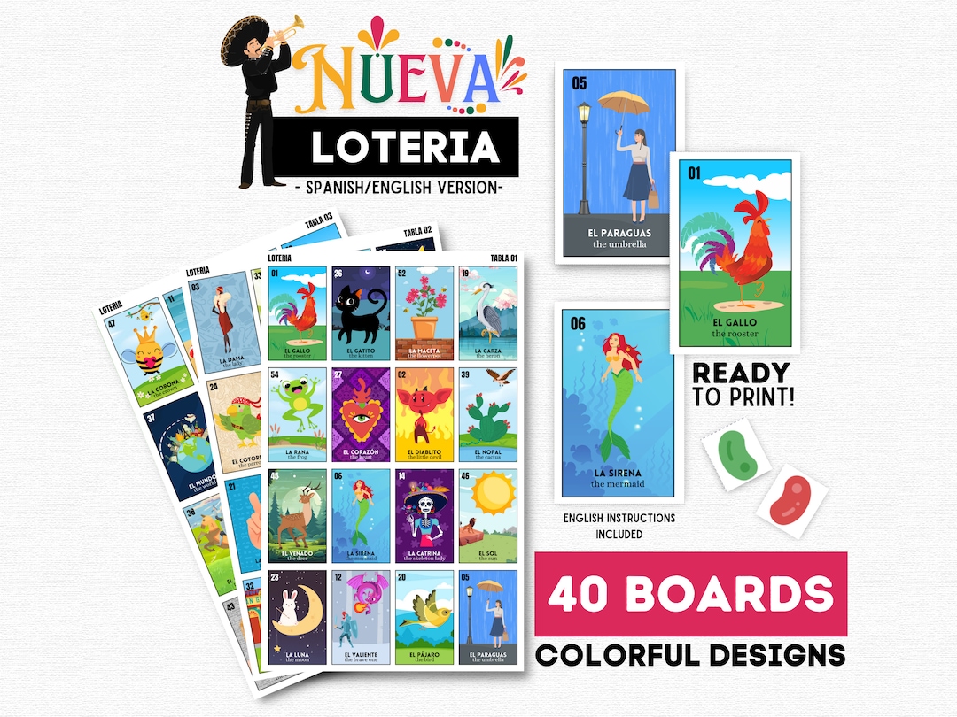 Nueva Loteria Mexicana, 40 Boards, New Mexican Loteria 2nd Edition, New ...