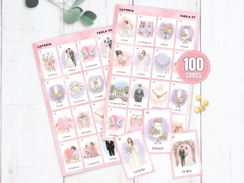 Spanish Bridal Shower Loteria Game • 100 Printable Cards • Bachelorette ...