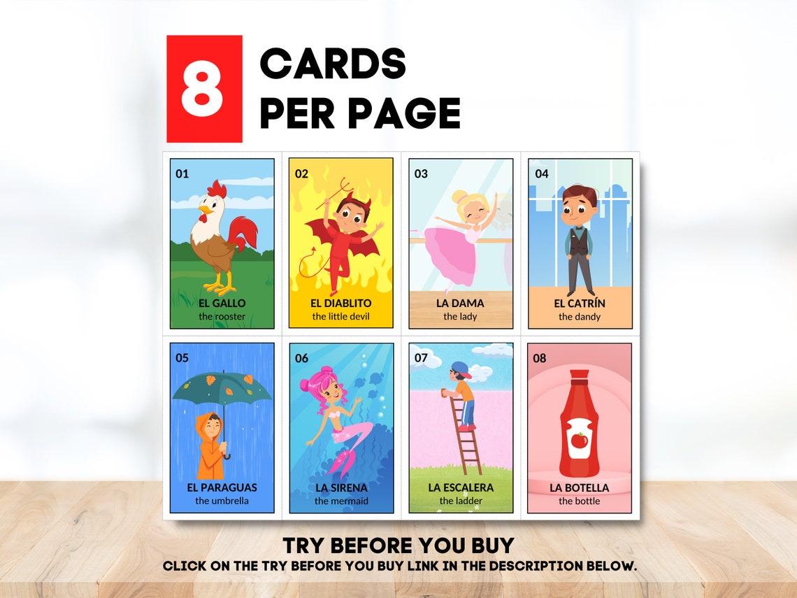 New Mexican Loteria 20 Boards Mexican Bingo Bilingual - Etsy