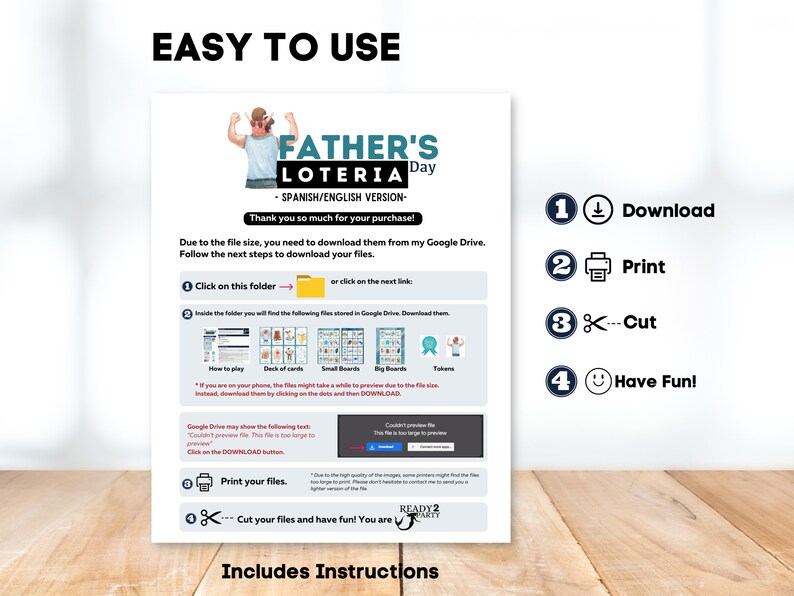 Father's Day Loteria, Loteria Día Del Padre, 60 Boards, 54 Cards ...