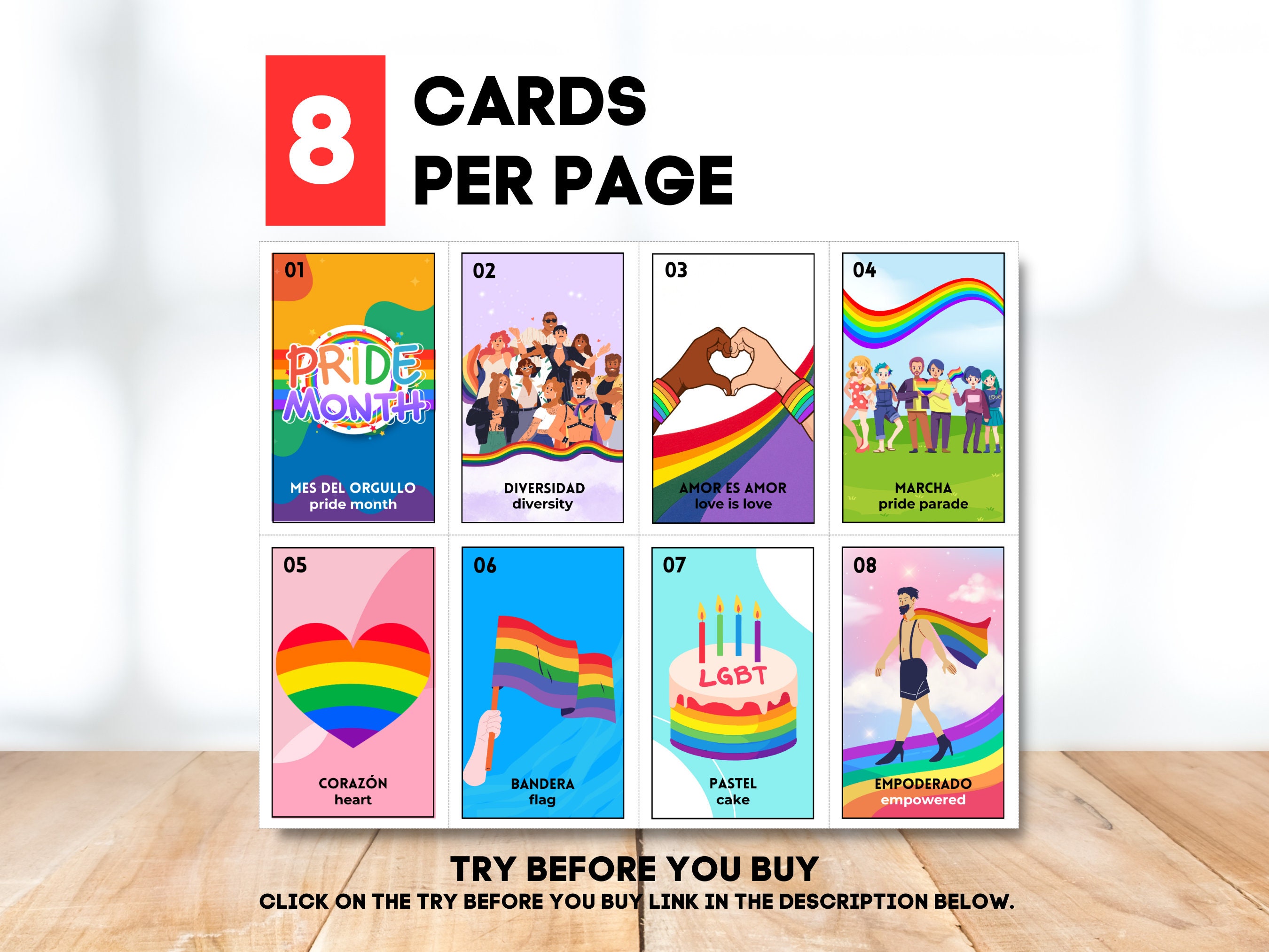 Pride Month Loteria, 60 Boards, Loteria LGBTQ, Rainbow Pride Bingo ...