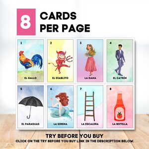 Watercolor Mexican Loteria, Mexican Theme Party Bingo Set, Mexican ...