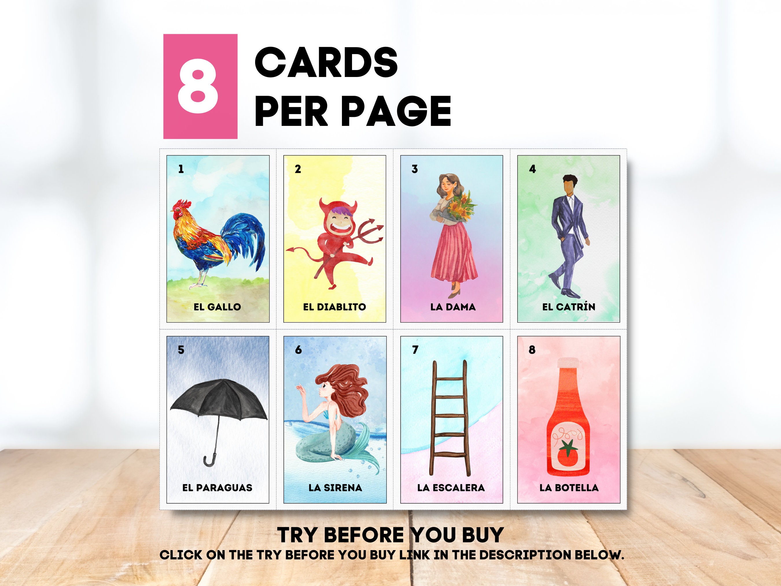 Watercolor Mexican Loteria, Mexican Theme Party Bingo Set, Mexican ...