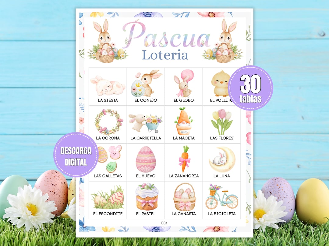 Loteria Pascua, 30 Tablas Imprimibles, Bingo Primavera Y Semana Santa ...