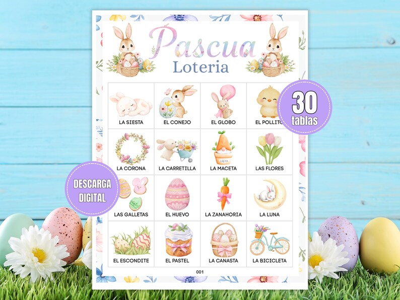 Loteria Pascua, 30 Tablas Imprimibles, Bingo Primavera Y Semana Santa ...