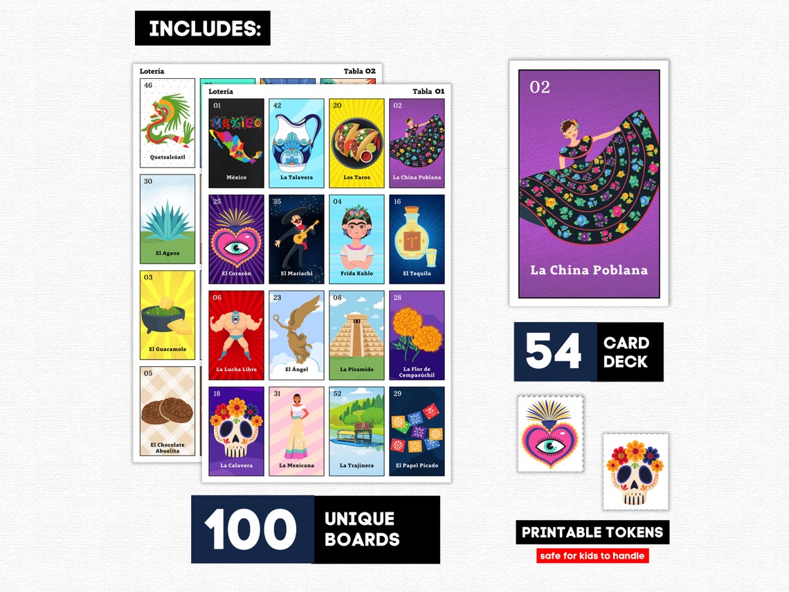 Mexican Loteria, Loteria Mexicana, 100 Boards, 54 Calling Cards, Viva ...