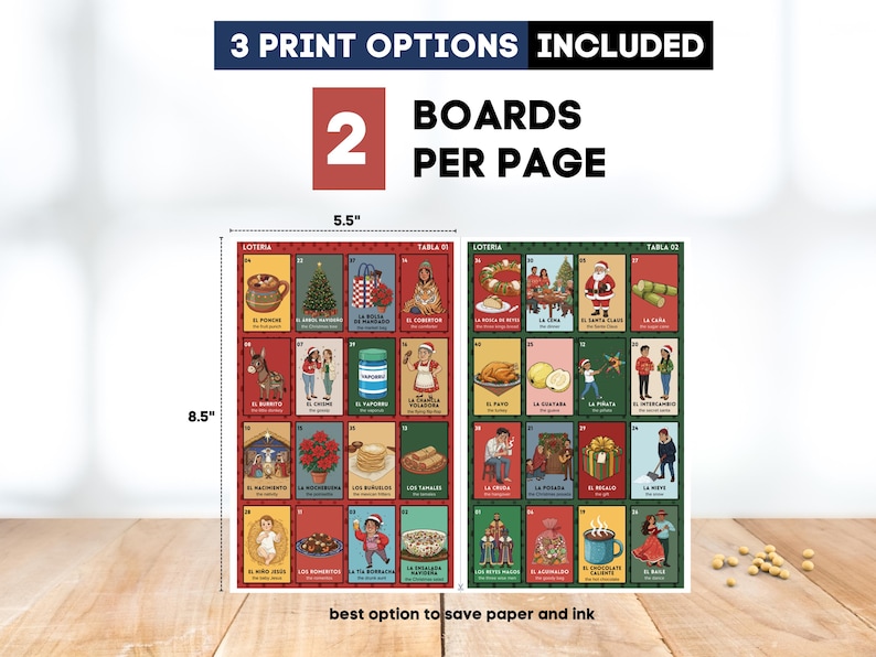 Lotería navideña latina, 100 tableros imprimibles, Bingo navideño bilingüe multicultural latino ...