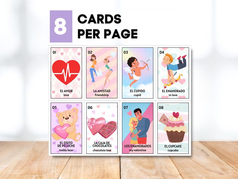 Lotería de San Valentín, 60 tableros imprimibles, Bingo de San Valentín ...
