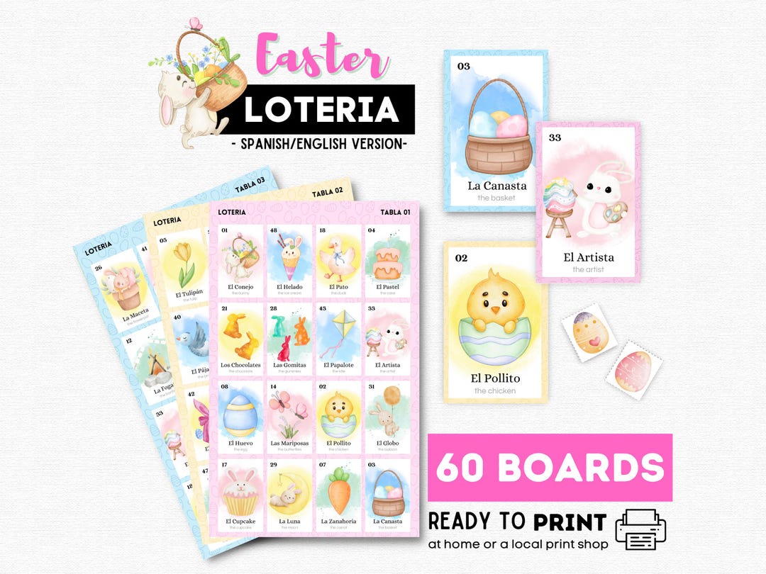 Easter Loteria, Loteria De Pascua, Día De La Coneja, 60 Boards, Easter ...