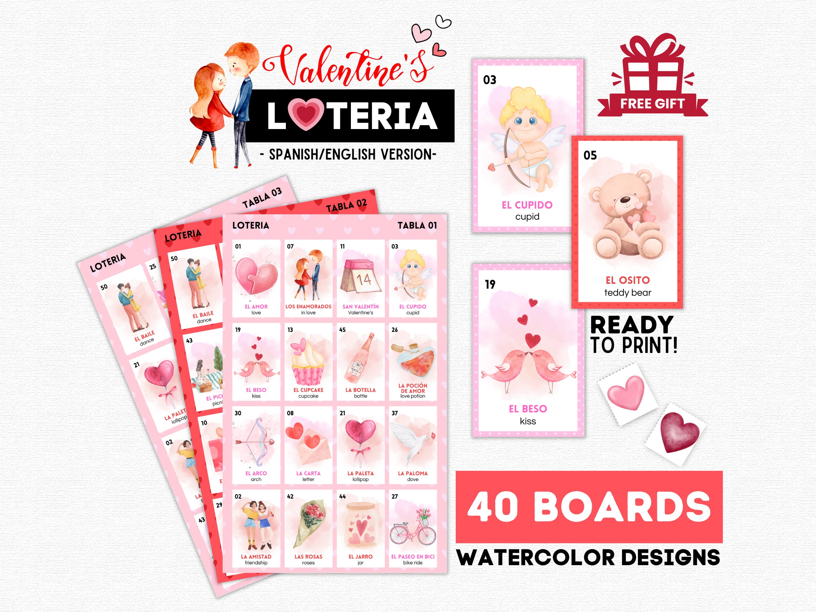 Valentine's Loteria Party Game Love Theme Mexican Loteria Amor Y ...
