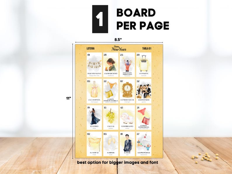 Loteria Año Nuevo, 60 Printable Boards, Bilingual New Year's Eve Bingo ...