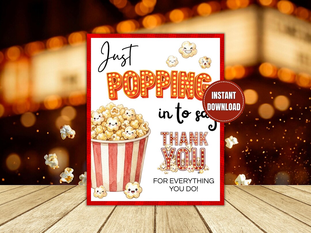 Popcorn Appreciation Sign • Teacher Staff Appreciation Week • Thank You ...