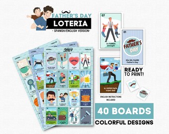 Father's Day Loteria, Loteria Día Del Padre, 60 Boards, 54 Cards ...