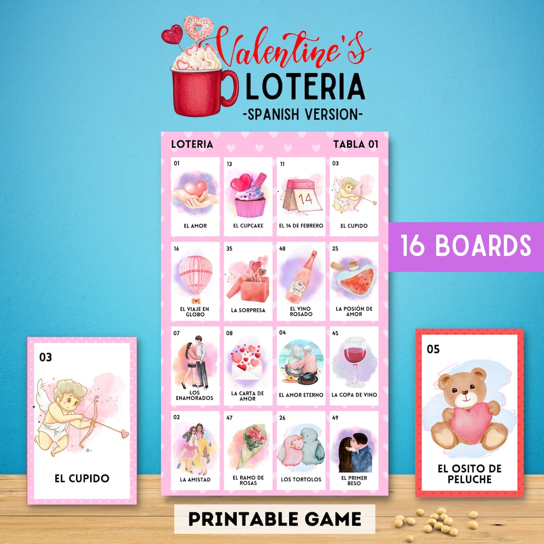 Valentines Loteria Party Game Love Theme Mexican Loteria Amor Y Amistad ...