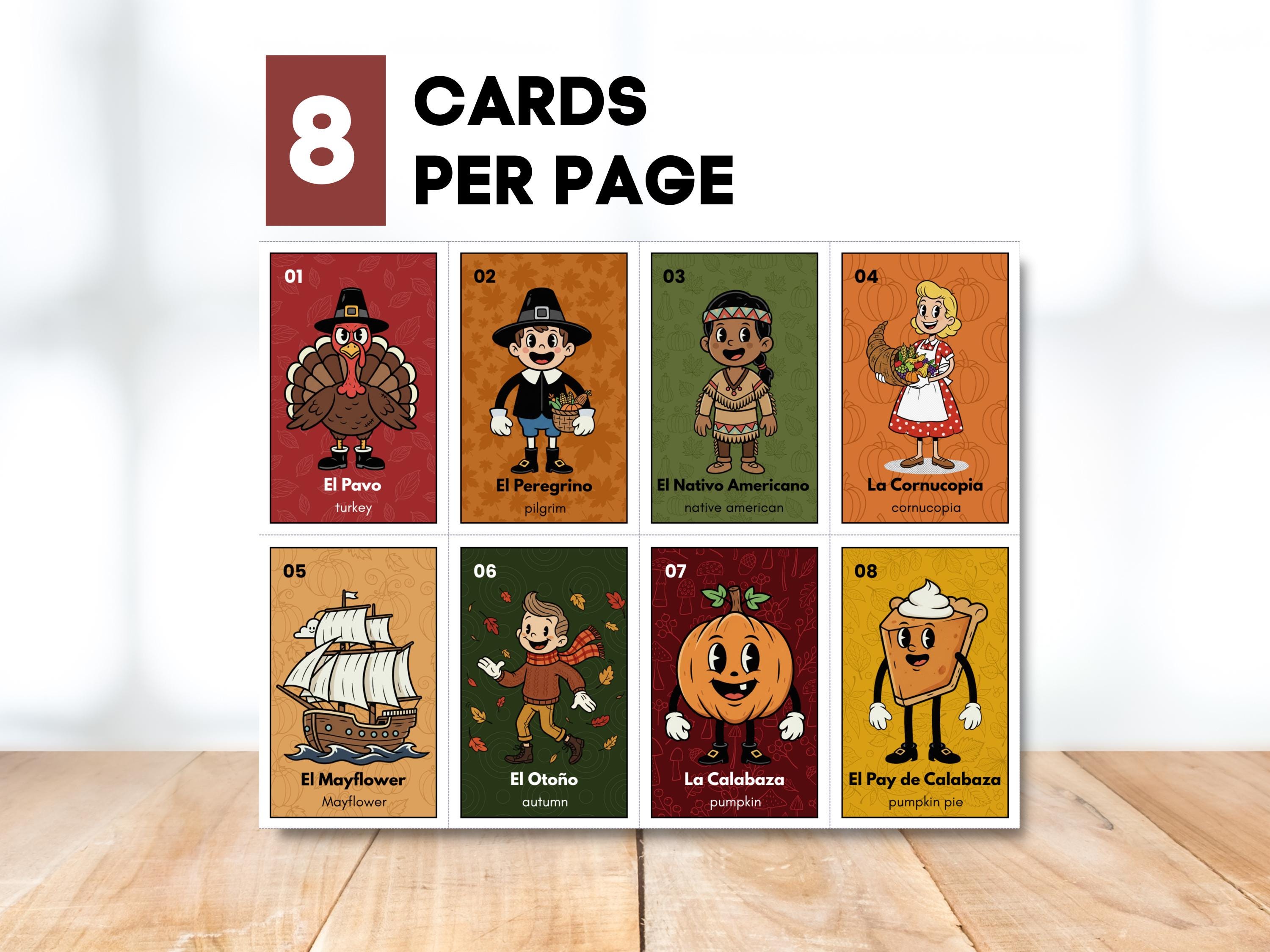 Retro Thanksgiving Loteria, 30 Boards, Bilingual Kid Friendly Autumn ...