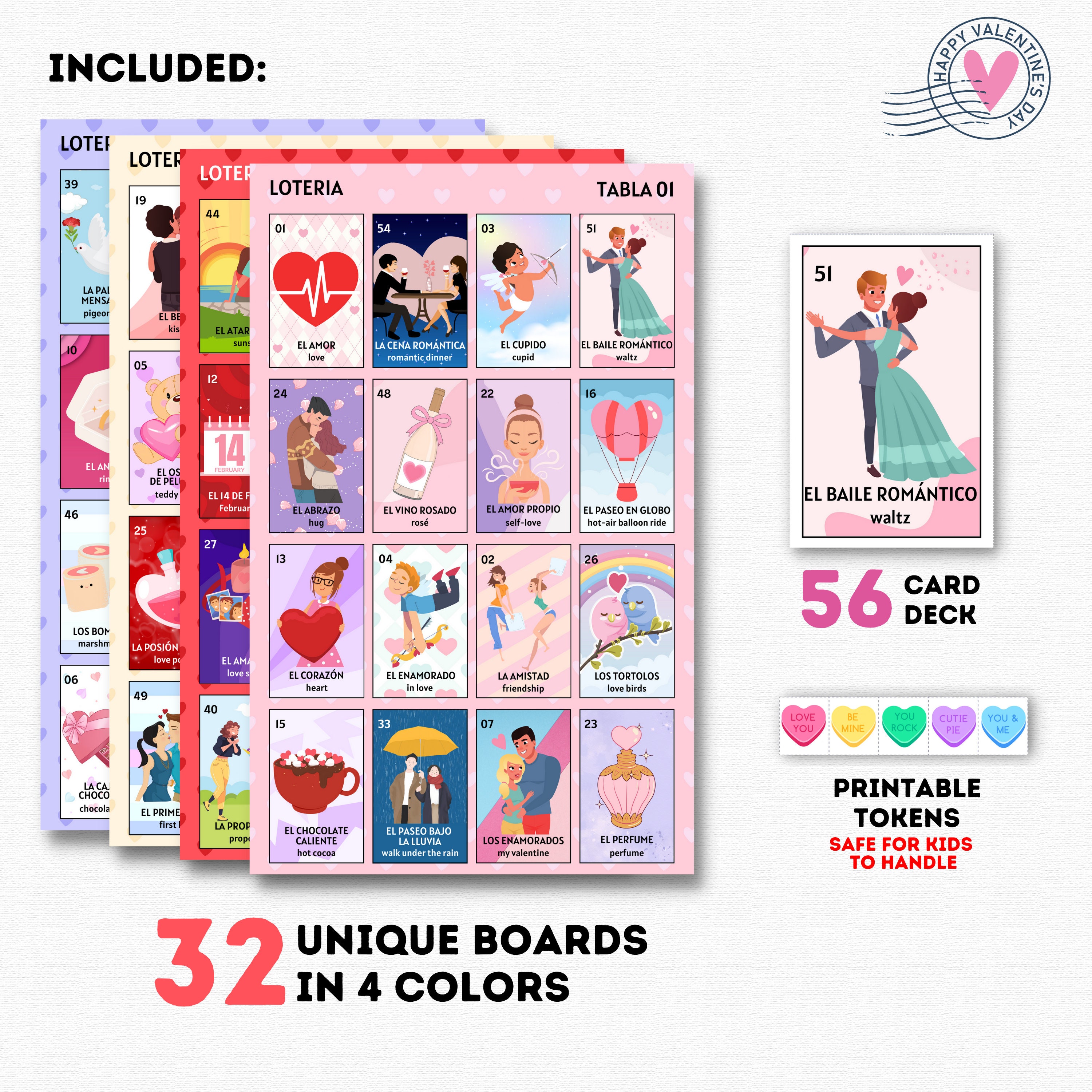 Valentine's Loteria Party Game Love Theme Mexican Loteria Amor Y ...