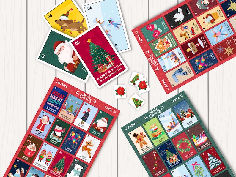 Christmas Loteria, 60 Boards, Loteria Navideña, Bilingual Holiday Bingo ...