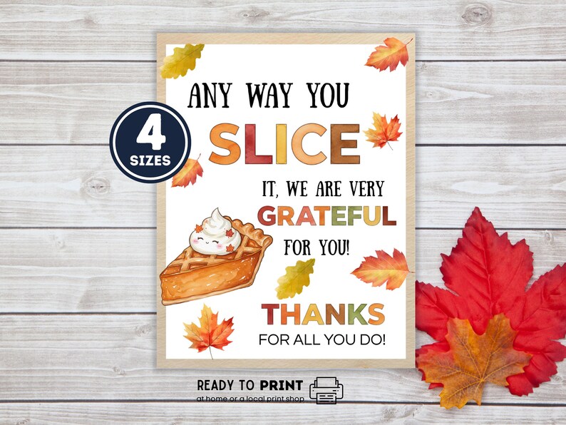 Fall Appreciation Pie Sign, Printable Thanksgiving Decor (digital ...