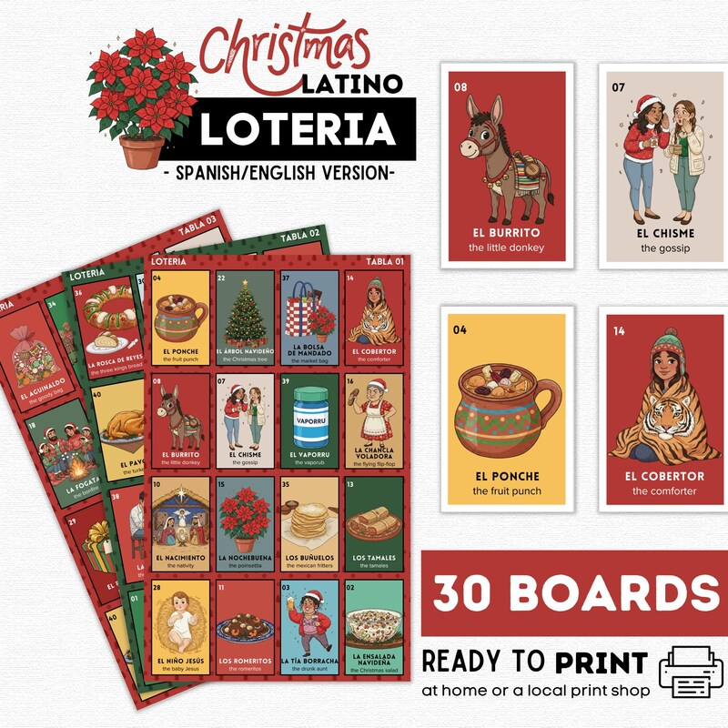 Christmas Bilingual Bingo - Etsy