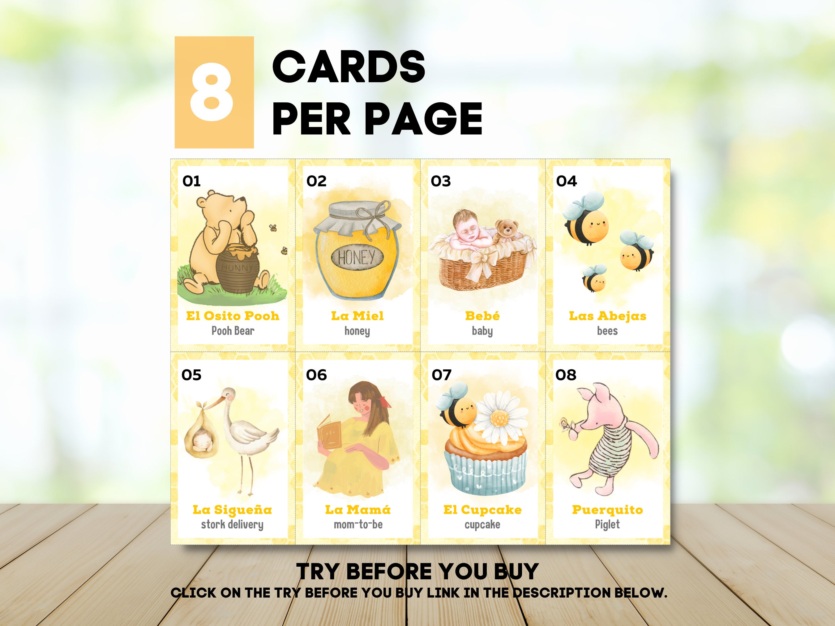 Neutral Baby Shower Loteria, Pooh Bear Baby Shower Bingo, 60 Boards, 54 ...