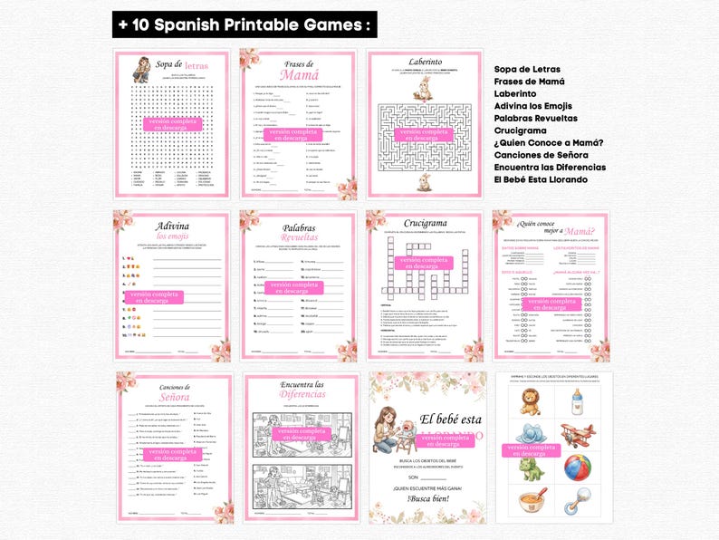 Pink Mother's Day Loteria, 60 Printable Boards, Bilingual Mom Bingo ...