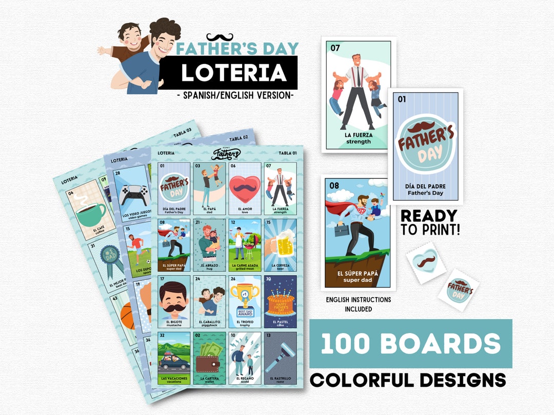 Father's Day Loteria, Loteria Del Día Del Padre, Gift for Dad, Father's ...