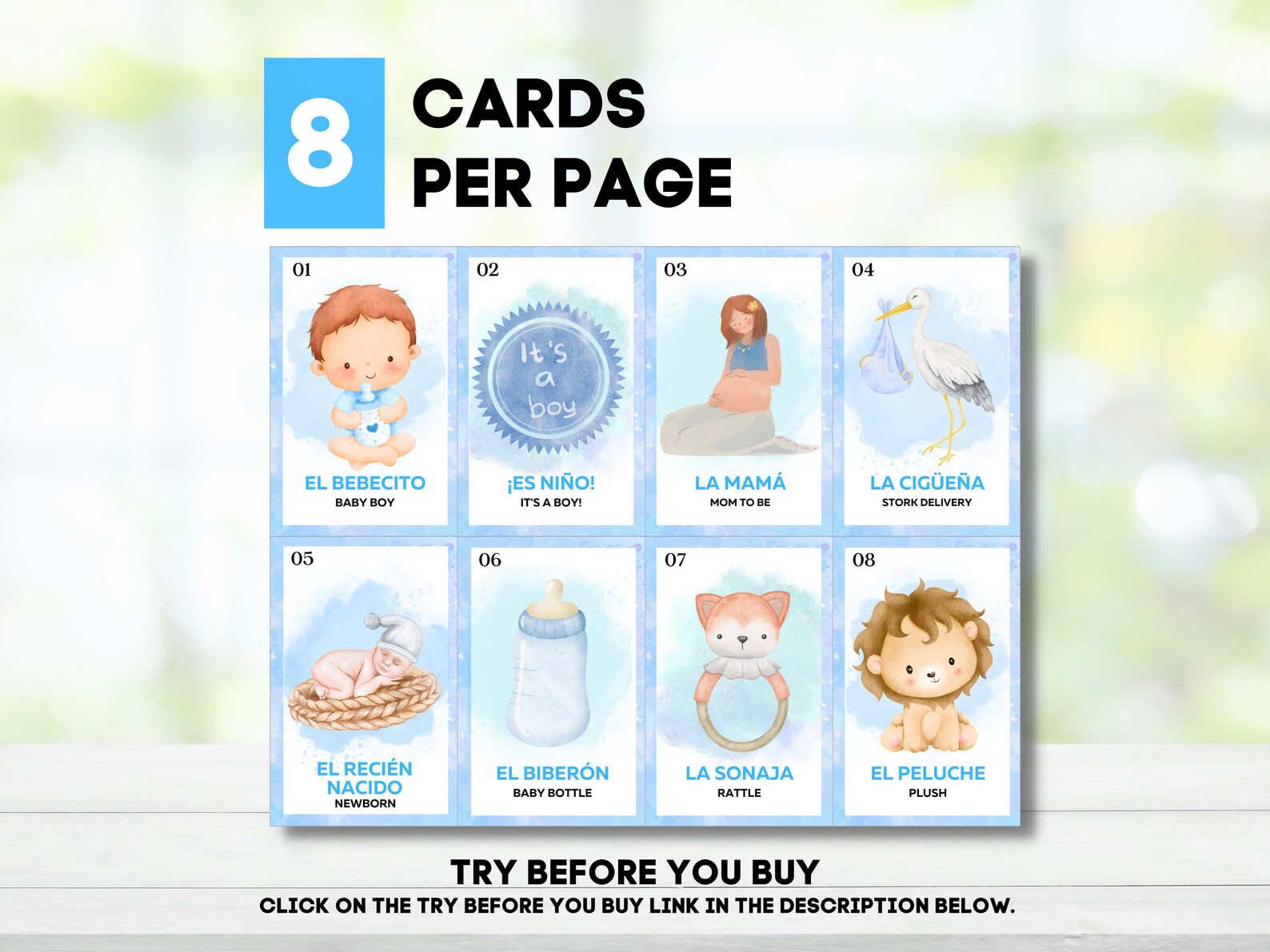 Boy Baby Shower Loteria, Loteria Baby Shower Niño, 40 Unique Boards ...