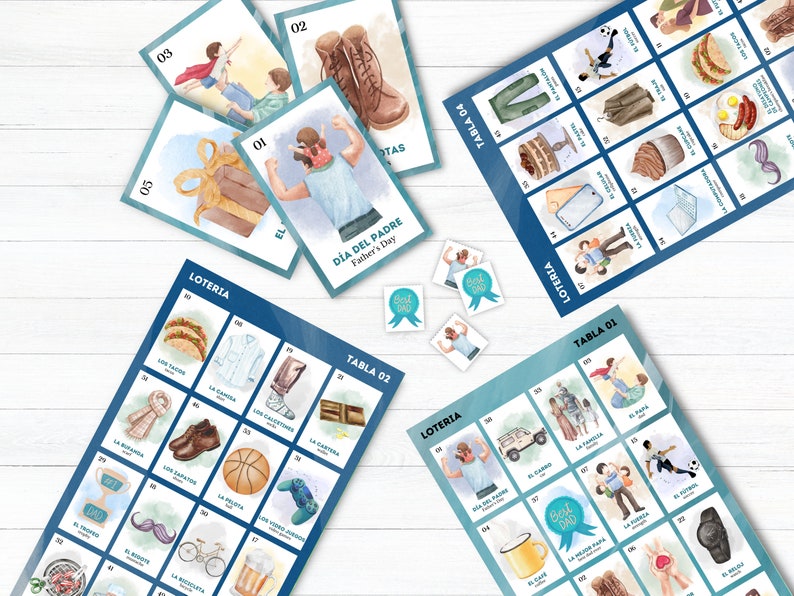 Father's Day Loteria, Loteria Día Del Padre, 60 Boards, 54 Cards ...