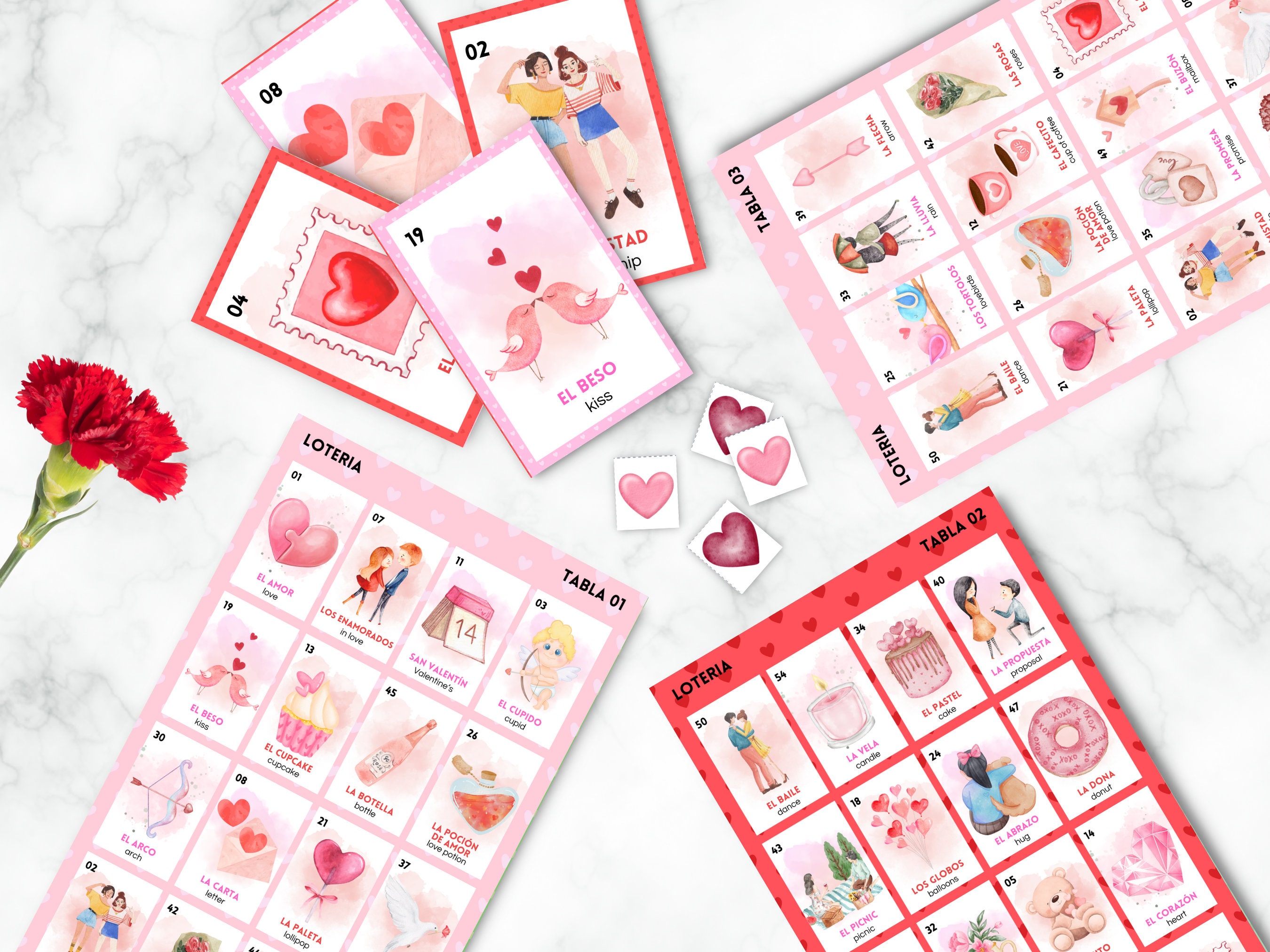 Valentine's Loteria Party Game Love Theme Mexican Loteria Amor Y ...