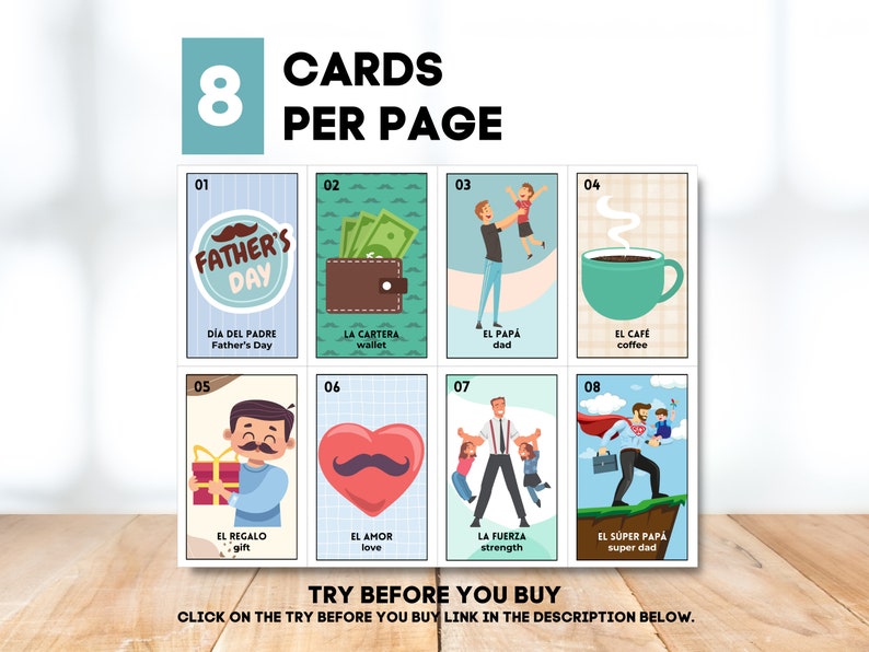 Father's Day Loteria, Loteria Del Día Del Padre, Gift for Dad, Father's ...