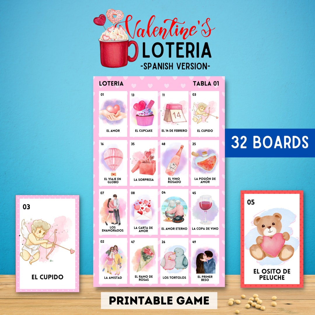 Valentines Loteria Party Game Love Theme Mexican Loteria Amor Y Amistad ...