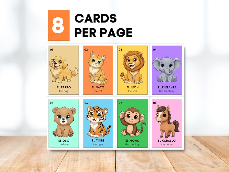 Kids Animal Loteria Game, Bilingual Favorite Animals Bingo, 30 ...