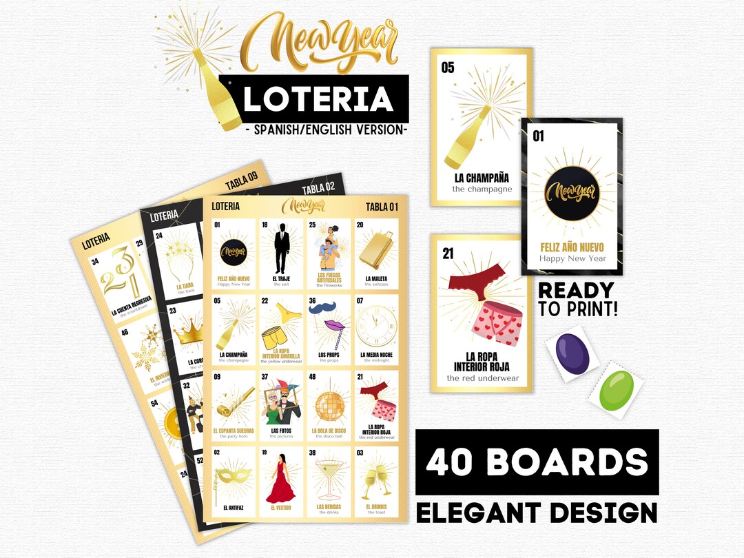 Loteria Año Nuevo 2025, New Year Loteria, 40 Boards, New Year's Eve ...