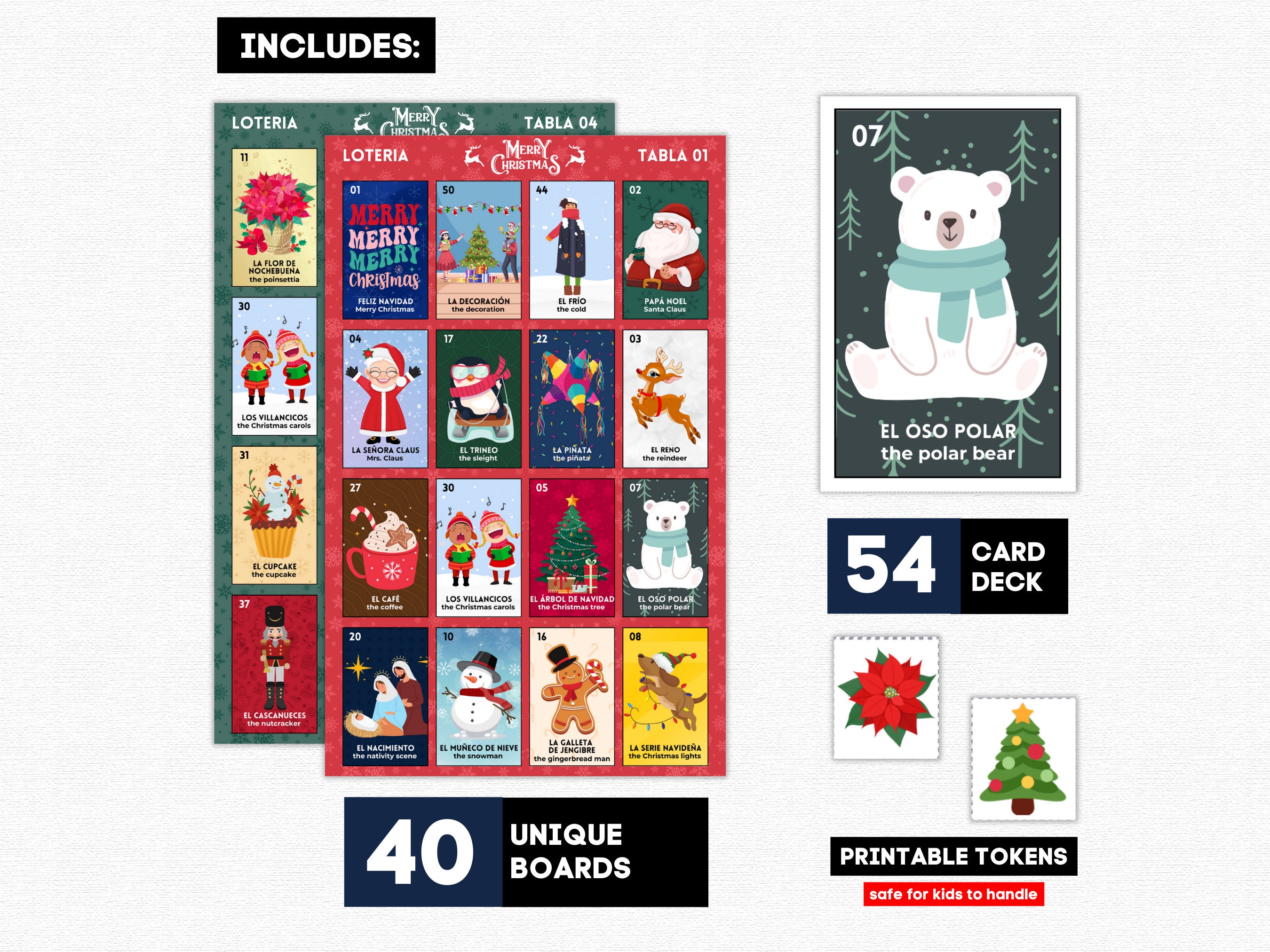 Christmas Loteria, Loteria Navideña, Christmas Bingo, Christmas Family ...