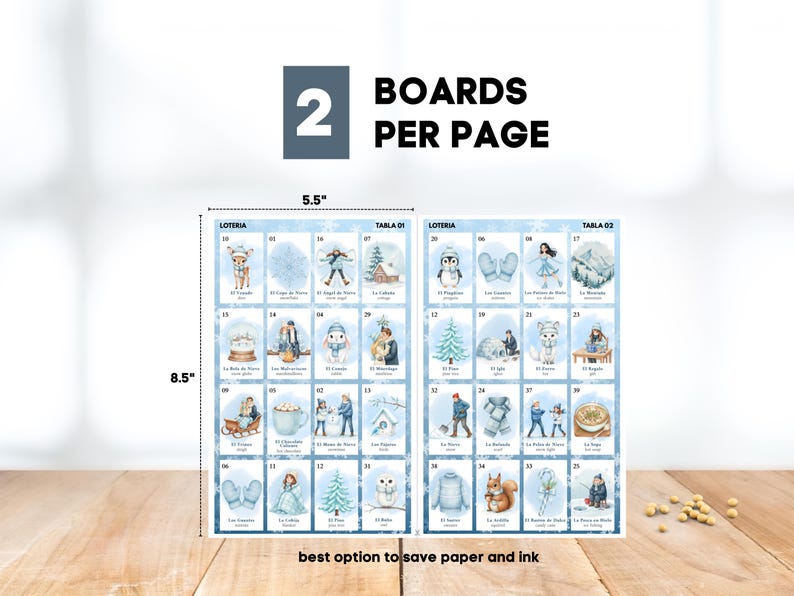 Juego de Lotería de Invierno, 60 Tableros Imprimibles, Lotería de ...