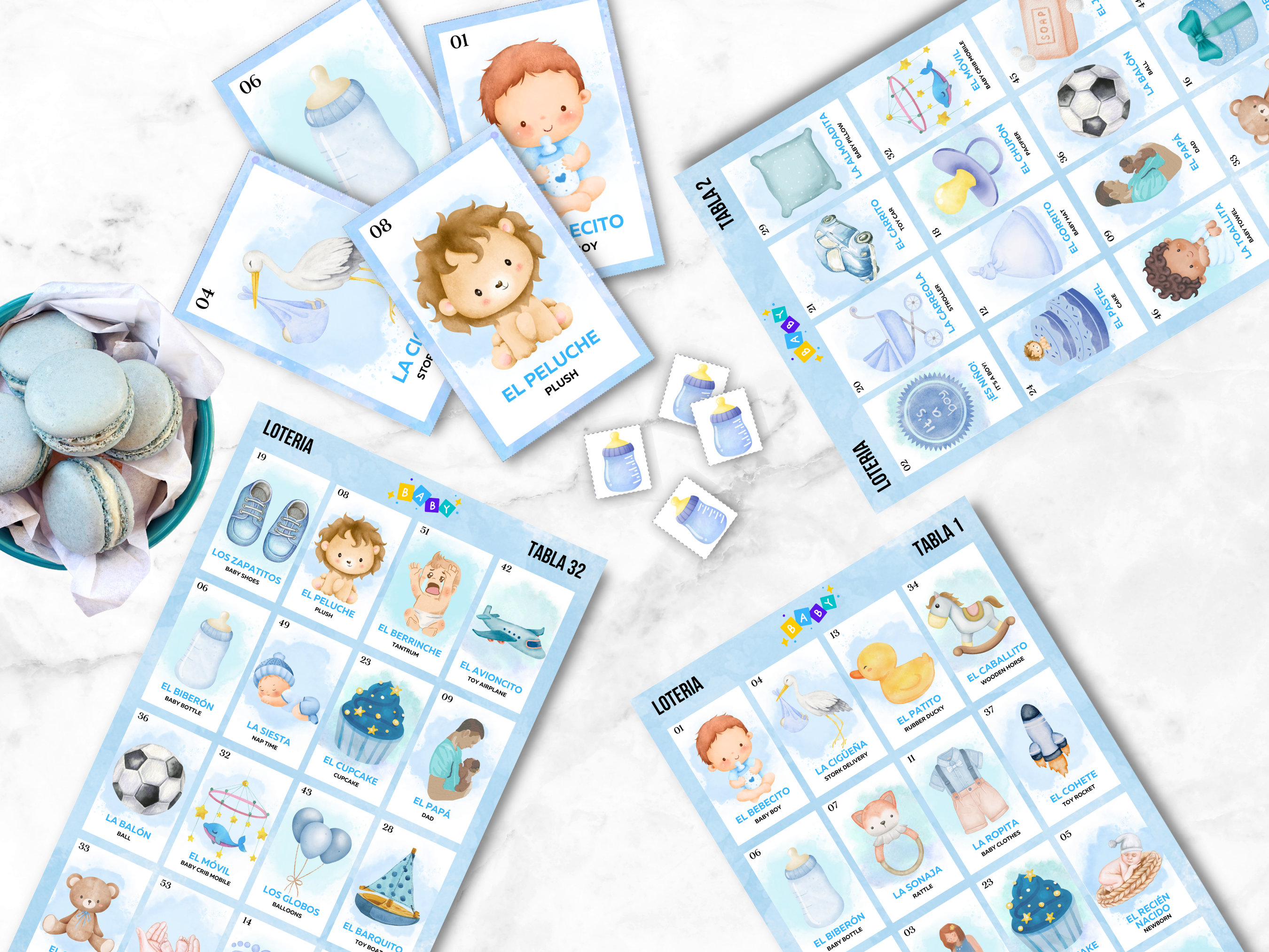 Boy Baby Shower Loteria, Loteria Baby Shower Niño, 60 Unique Boards ...