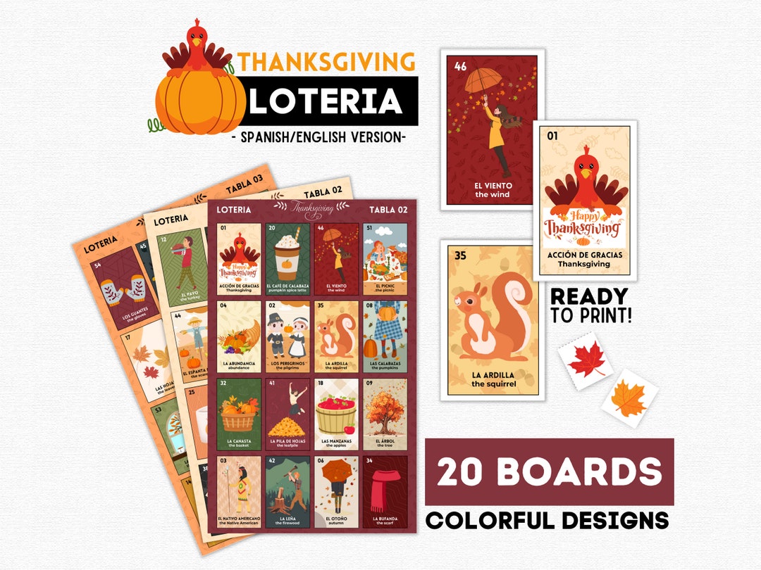 Thanksgiving Loteria, Fall Loteria, Autumn Loteria, Loteria De Otoño ...