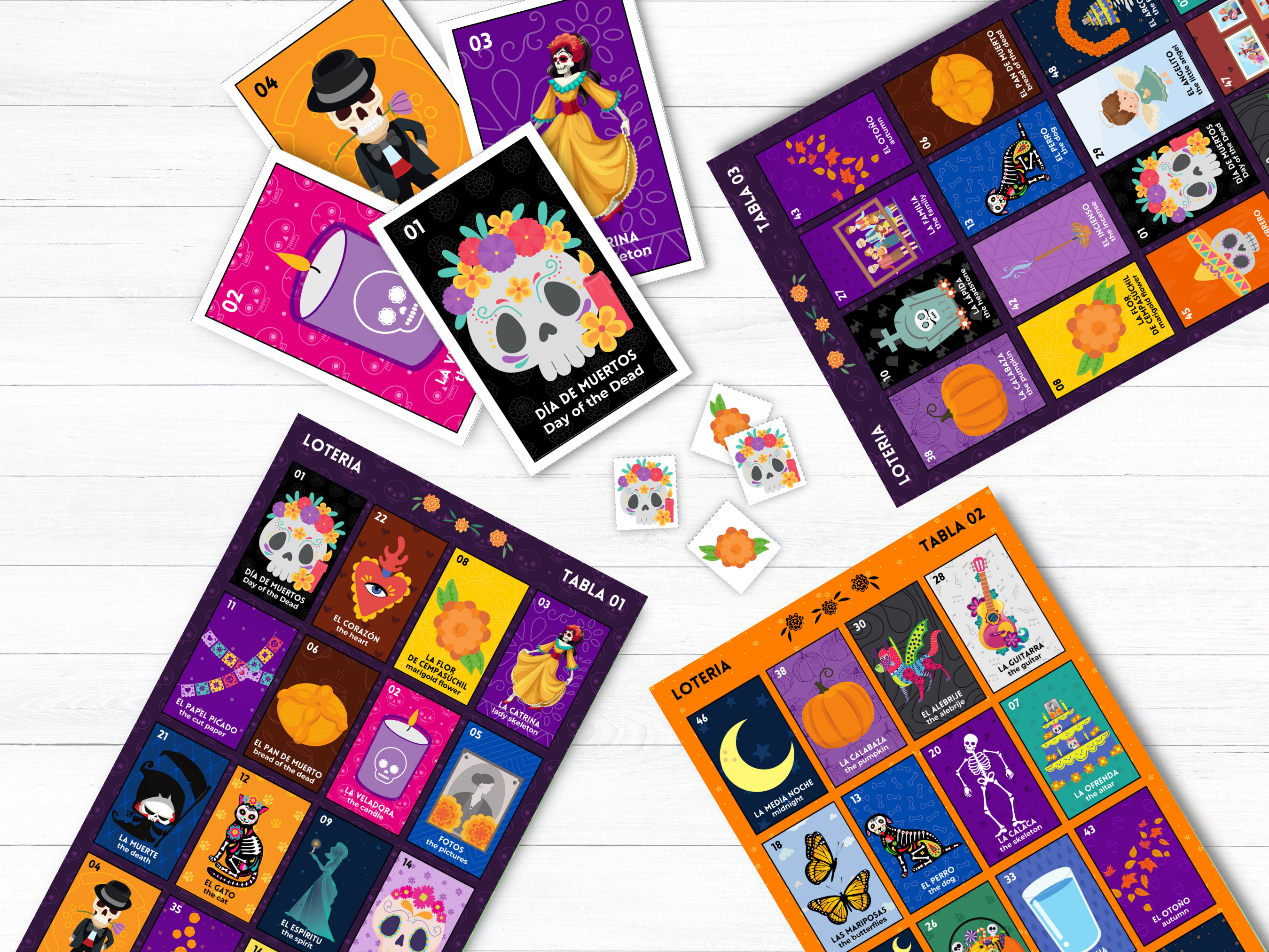 Día De Muertos Loteria Day of the Dead Bingo 20 Boards 48 - Etsy