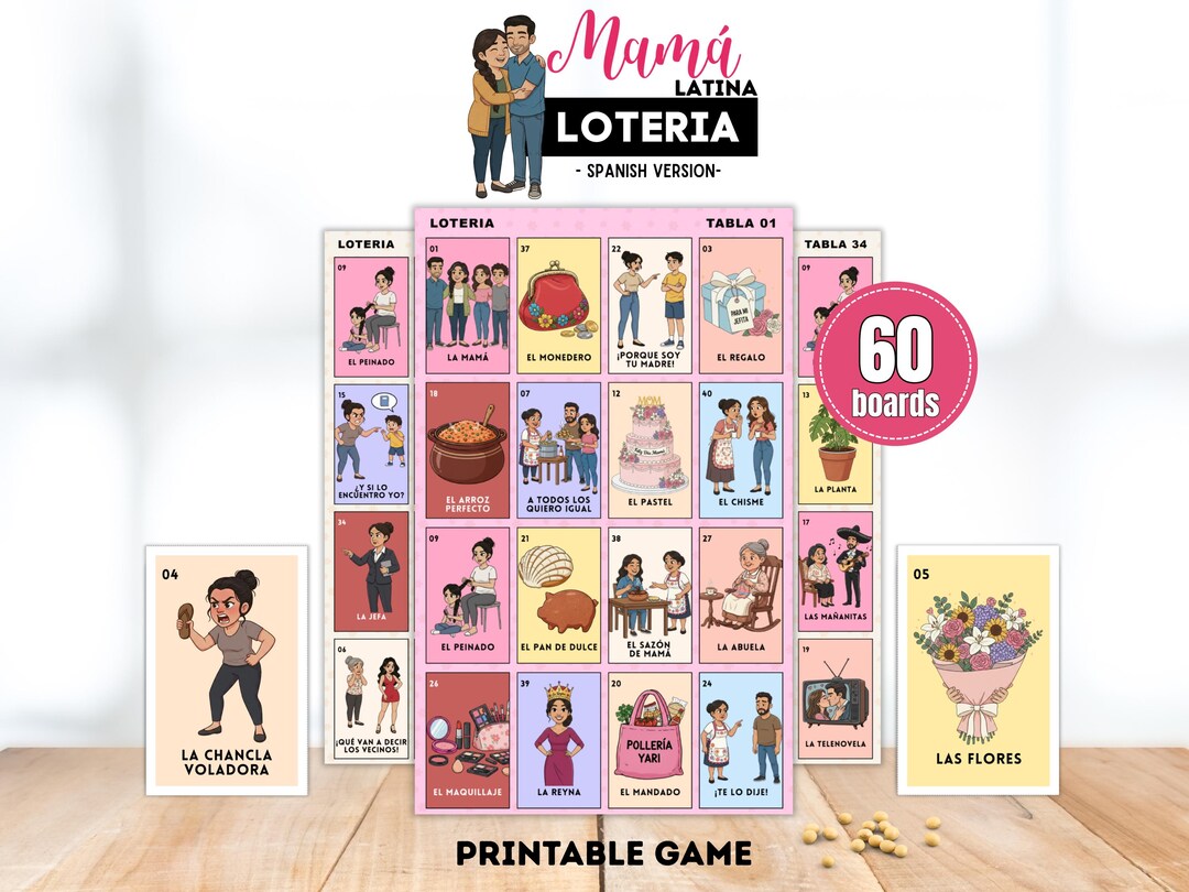 Mother's Day Latino Loteria, 60 Printable Boards, Mom's Birthday Bingo ...