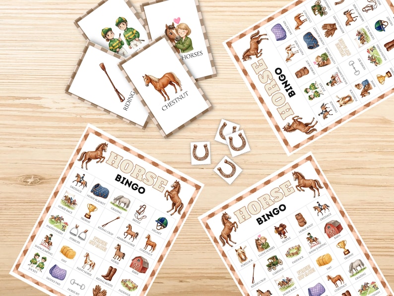 Horse Bingo • 60 Printable Cards • Kentucky Derby Game • Horse Party ...